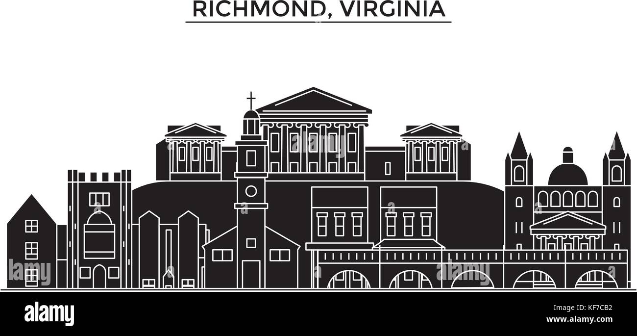 Usa, Richmond, Virginia architecture vector city skyline, travel ...