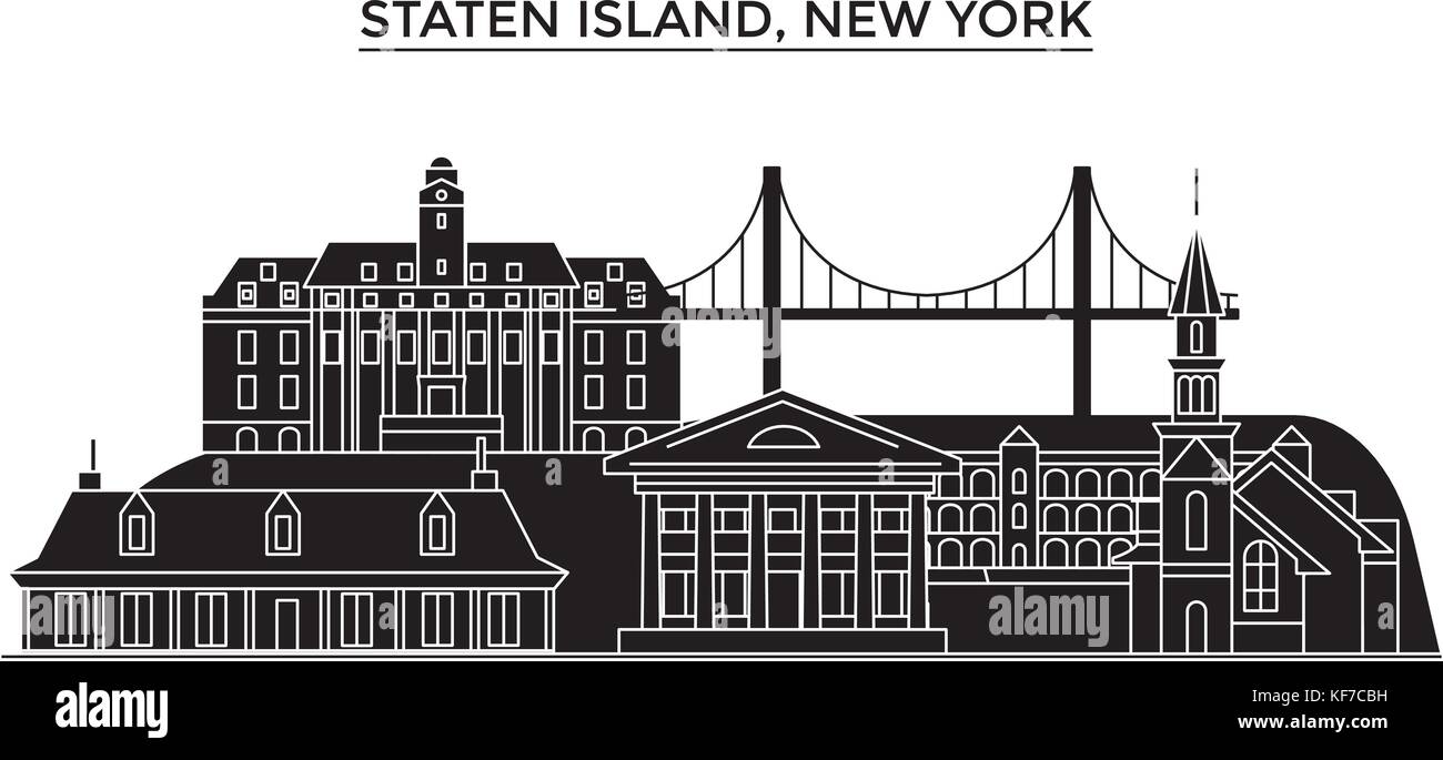 Usa, Staten Island, New York architecture vector city skyline, travel ...