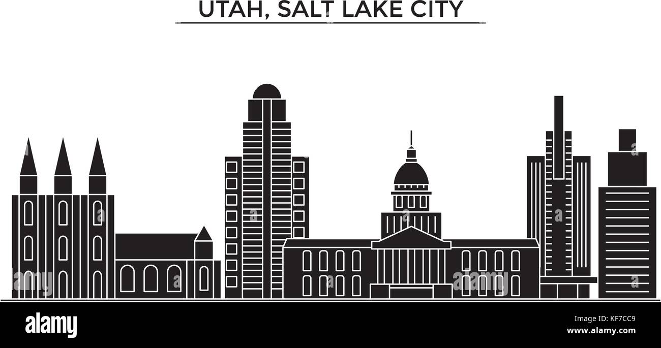 Usa, Utah, Salt Lake City architecture vector city skyline, travel ...