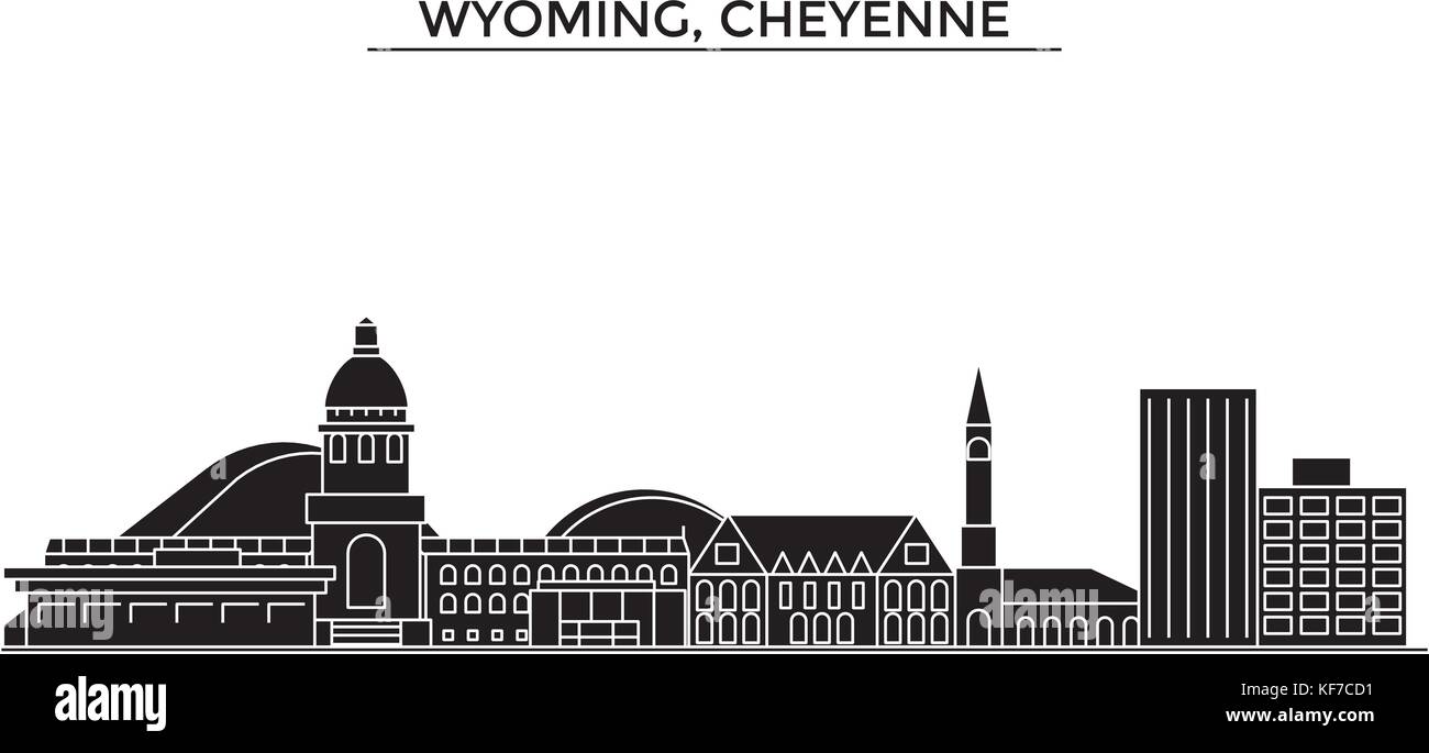 Usa, Wyoming, Cheyenne architecture vector city skyline, travel ...
