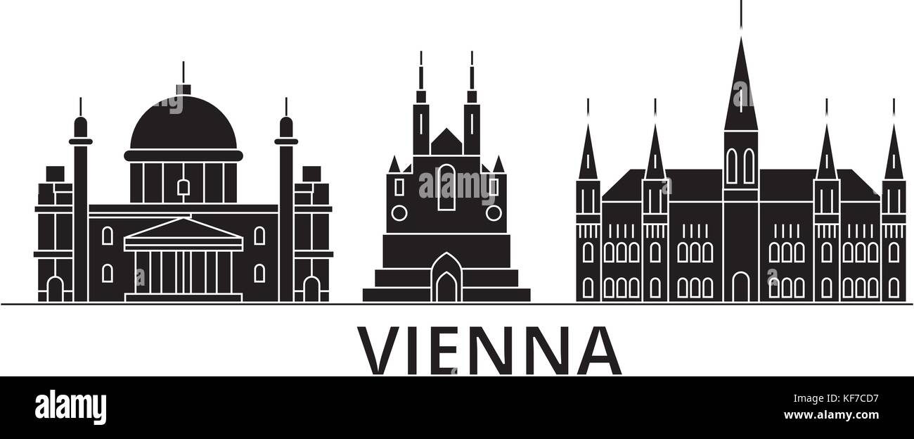 Vienna architecture vector city skyline, travel cityscape with ...