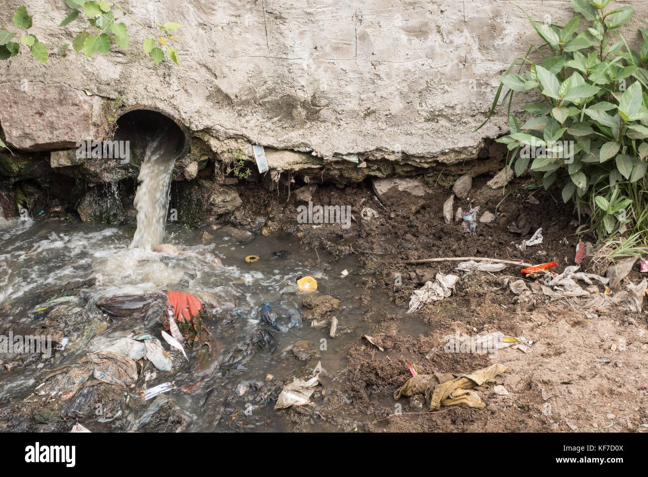HYDERABAD,INDIA-22 OCTOBER,2017 sewage filth flows into what once used ...