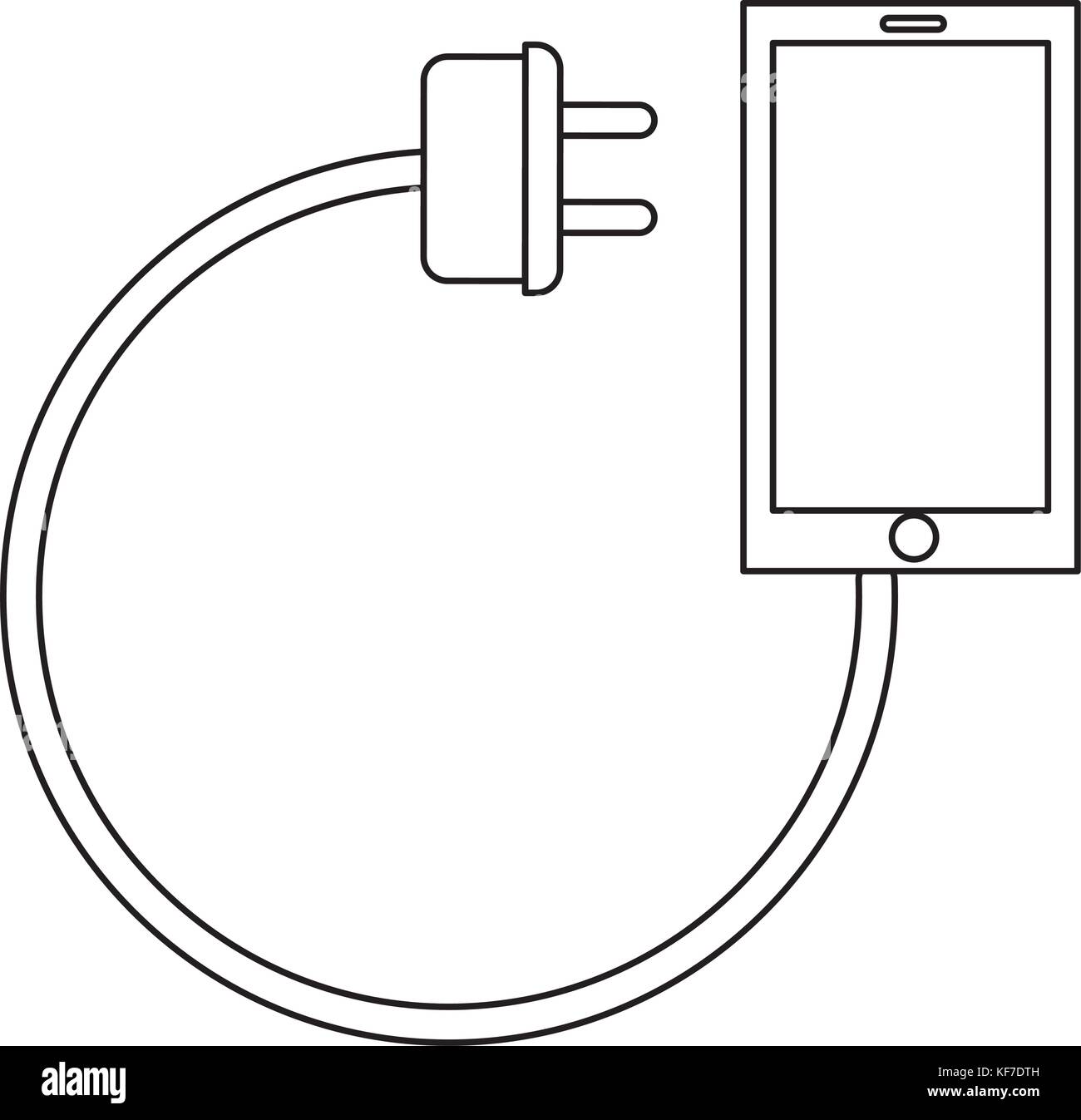 smartphone with charger icon over white background vector illustration ...