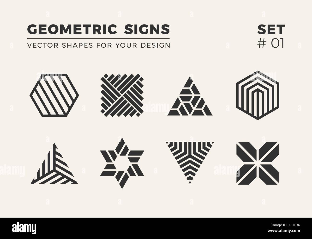 Set of eight minimalistic trendy shapes. Stylish vector logo emblems ...