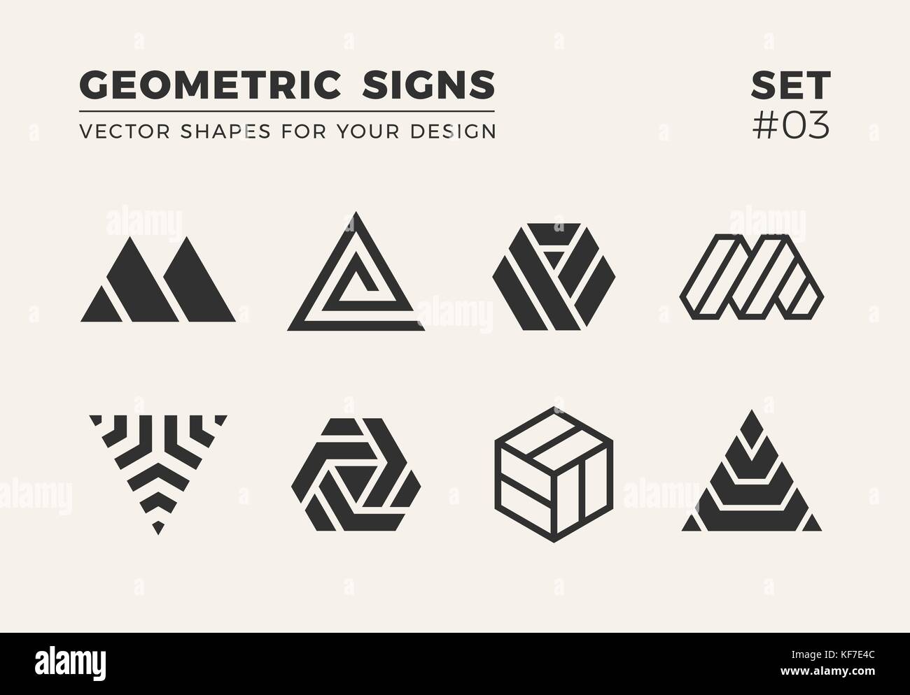 Set of eight minimalistic trendy shapes. Stylish vector logo emblems ...