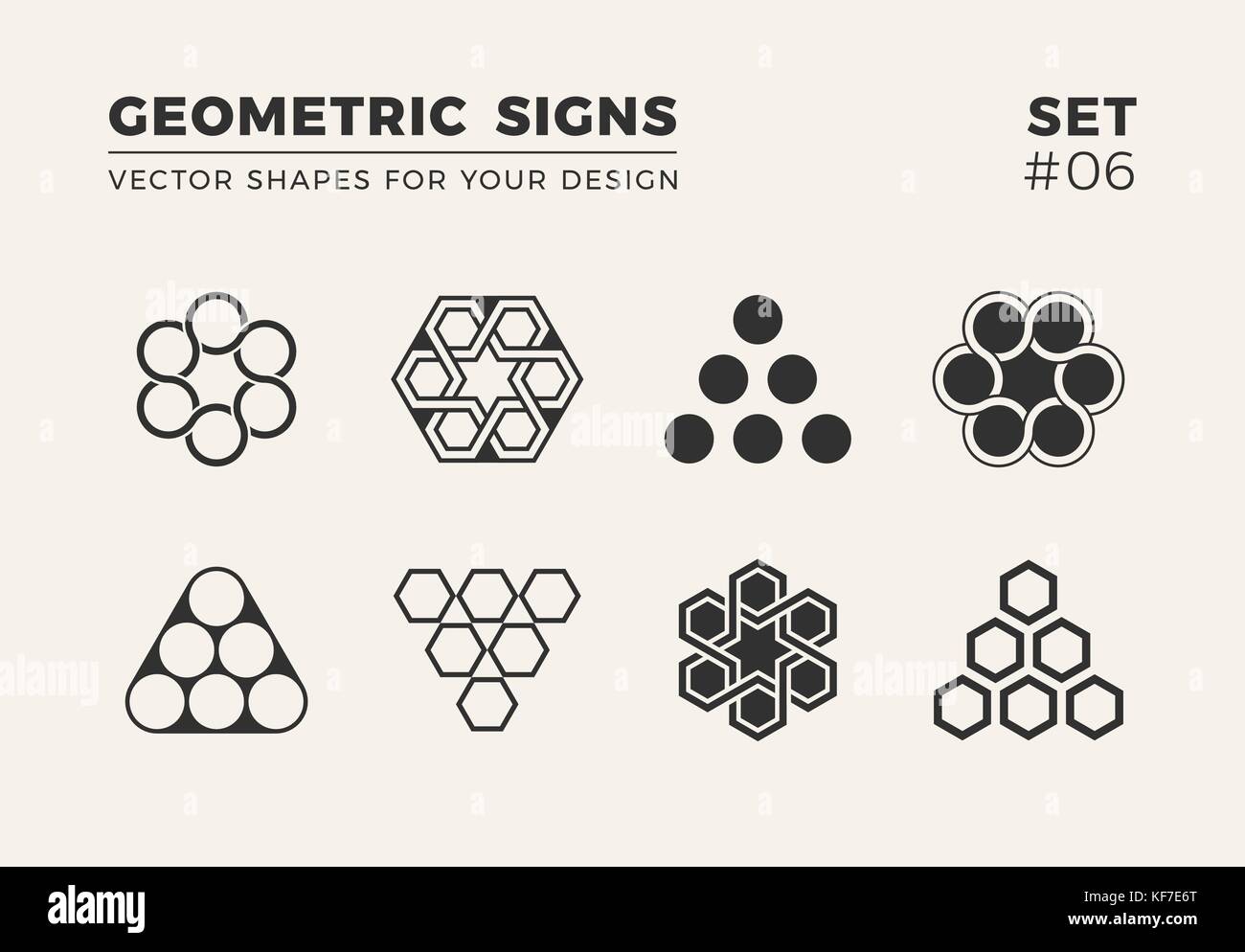 Set of eight minimalistic trendy shapes. Stylish vector logo emblems ...