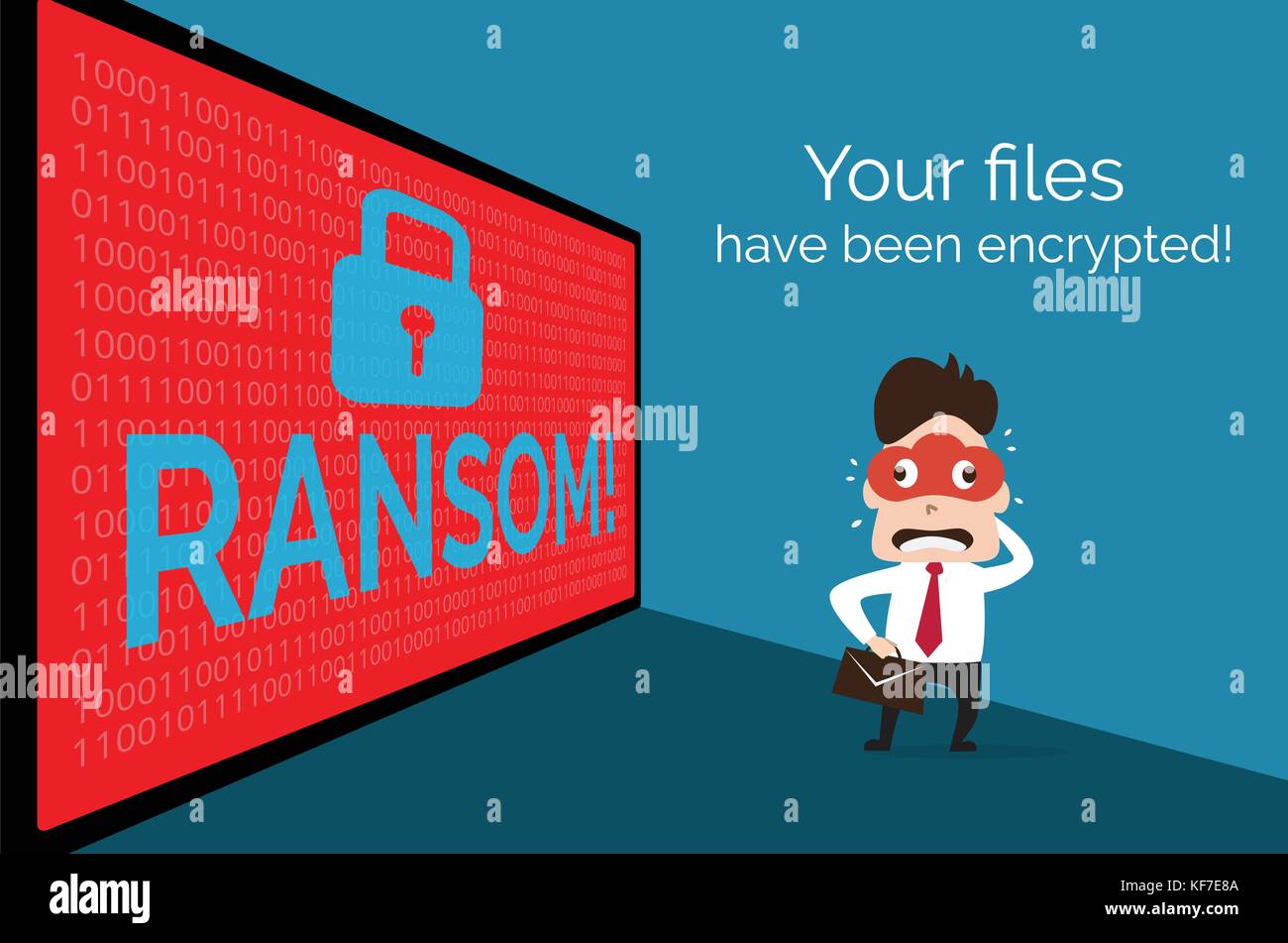 Illustration of business data has been encrypted by ransom ware, Wanna ...