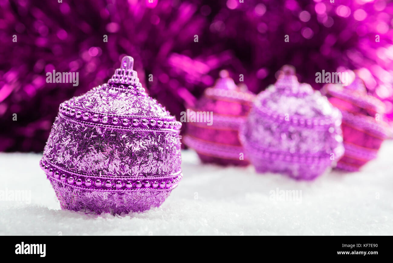 Christmas balls in purple pink hi-res stock photography and images - Alamy