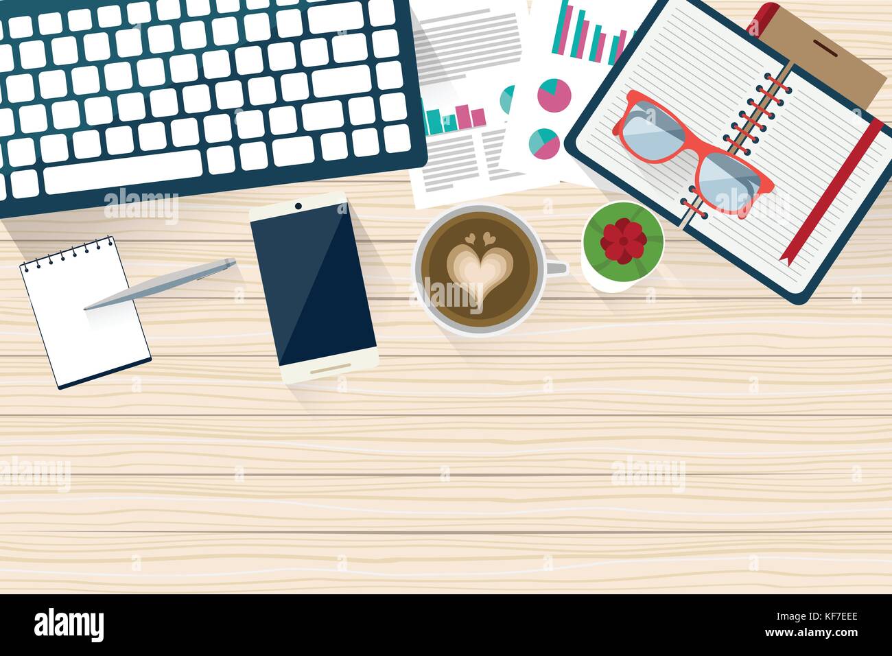 Notepad pen keyboard cup Stock Vector Images - Alamy