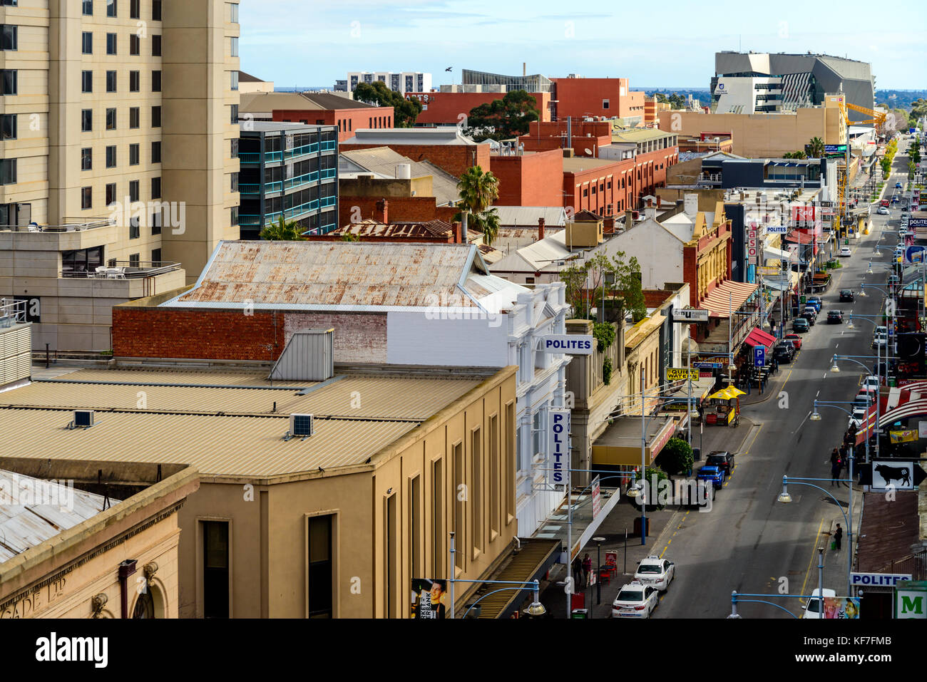 Rundle street top view looking towards west in Adelaide city centre ...