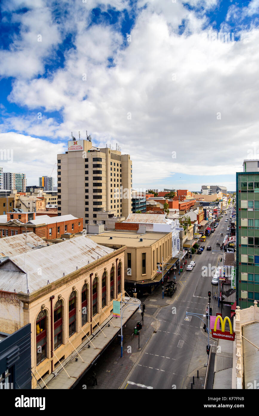 Rundle street top view looking towards west in Adelaide city centre ...