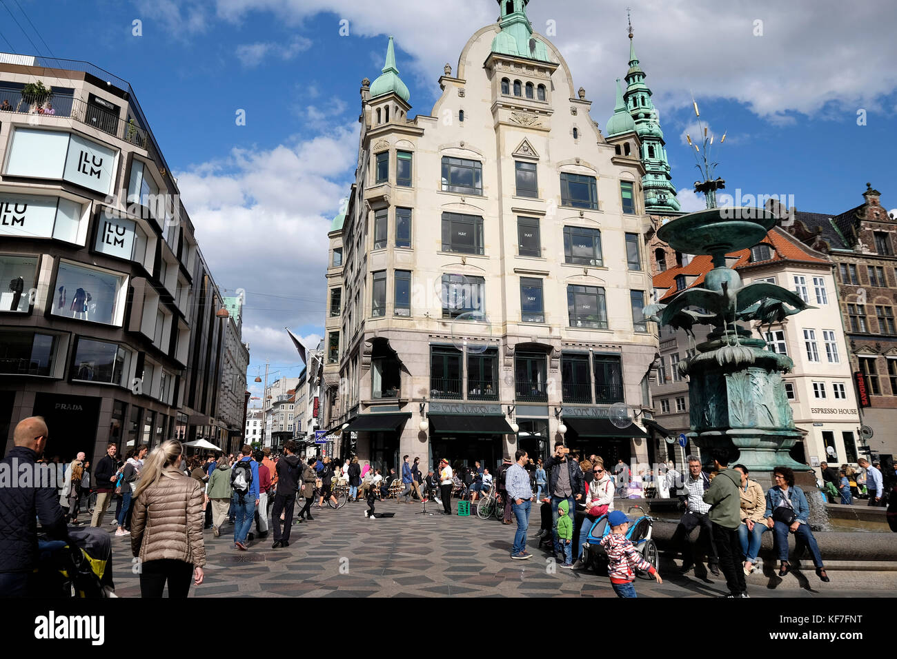 Denmark, Copenhagen, Stroget, Pedestrian street, Amagertorv Stock Photo ...