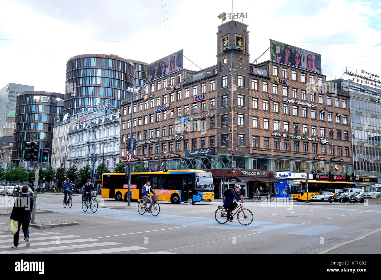Denmark, Copenhagen, Stroget, Pedestrian street, City hall Stock Photo ...