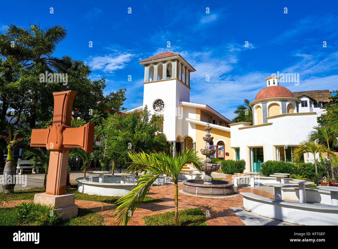 Puerto Morelos church in Riviera Maya at Mayan Mexico Stock Photo - Alamy