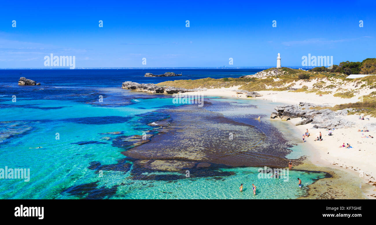 The Basin beach at Rottnest Island on a beautiful sunny day. Rottnest ...