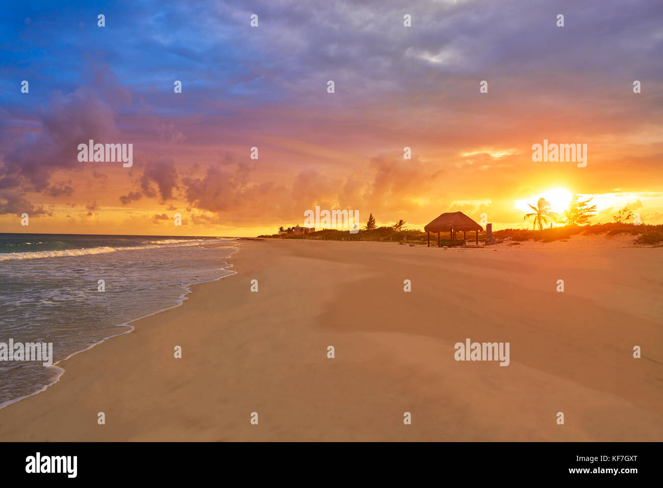 Caribbean sunset beach in Riviera Maya of Mayan Mexico Stock Photo - Alamy