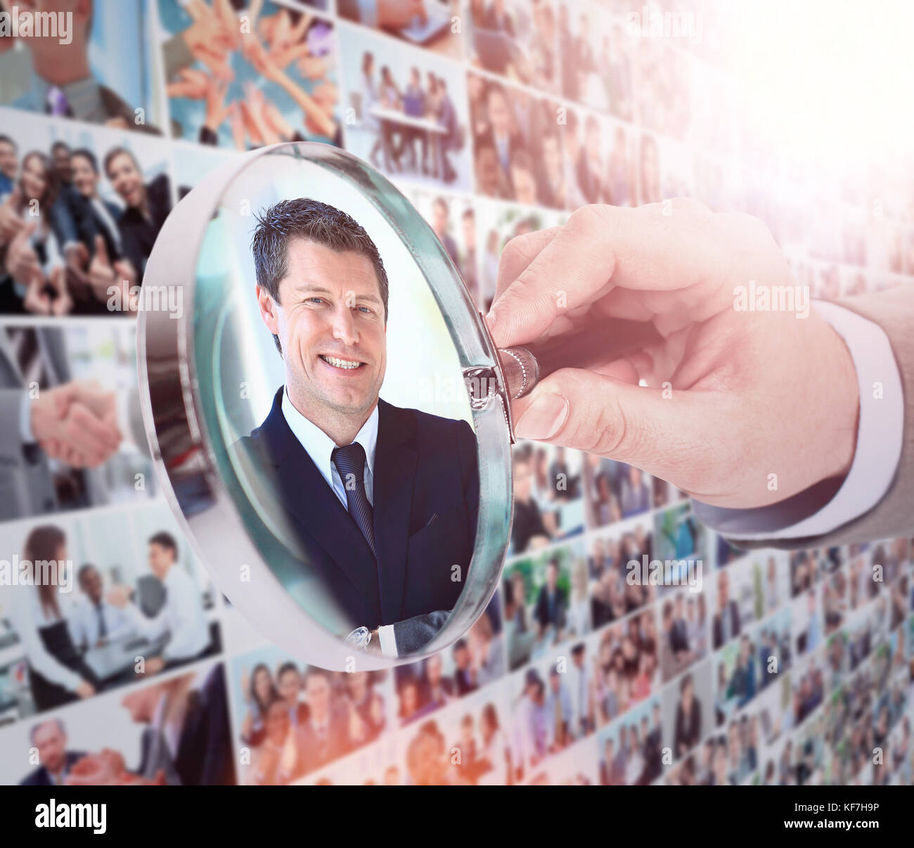 Human resource concept, magnifying glass searching people Stock Photo ...