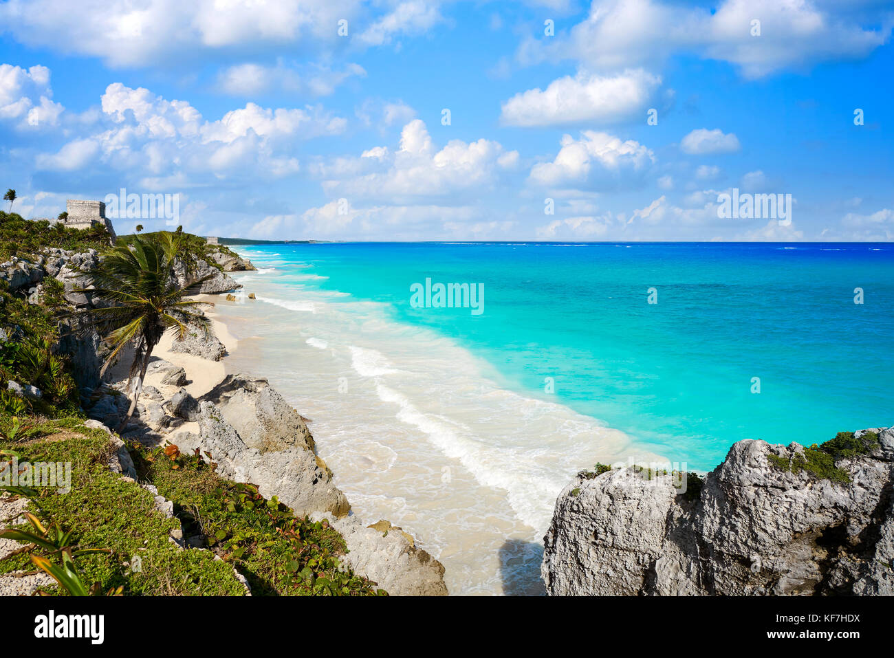Tulum Mayan city ruins in Riviera Maya at the Caribbean of Mayan Mexico ...