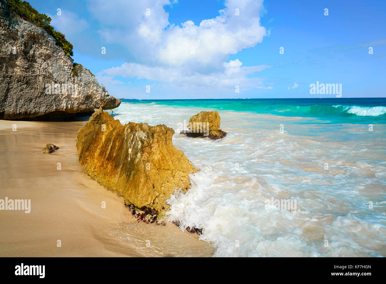Tulum turquoise beach in Riviera Maya at Mayan Stock Photo - Alamy