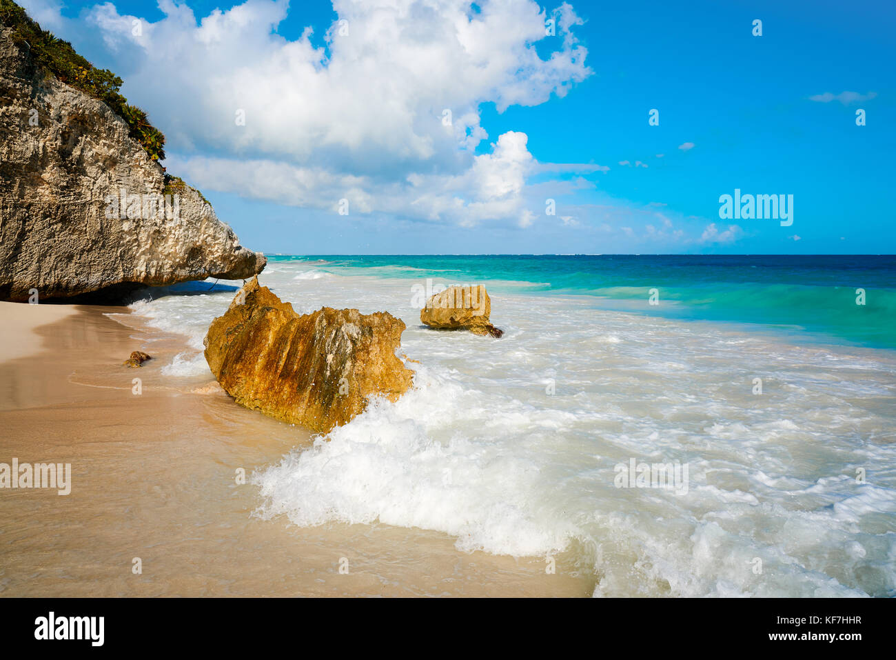 Tulum turquoise beach in Riviera Maya at Mayan Stock Photo - Alamy