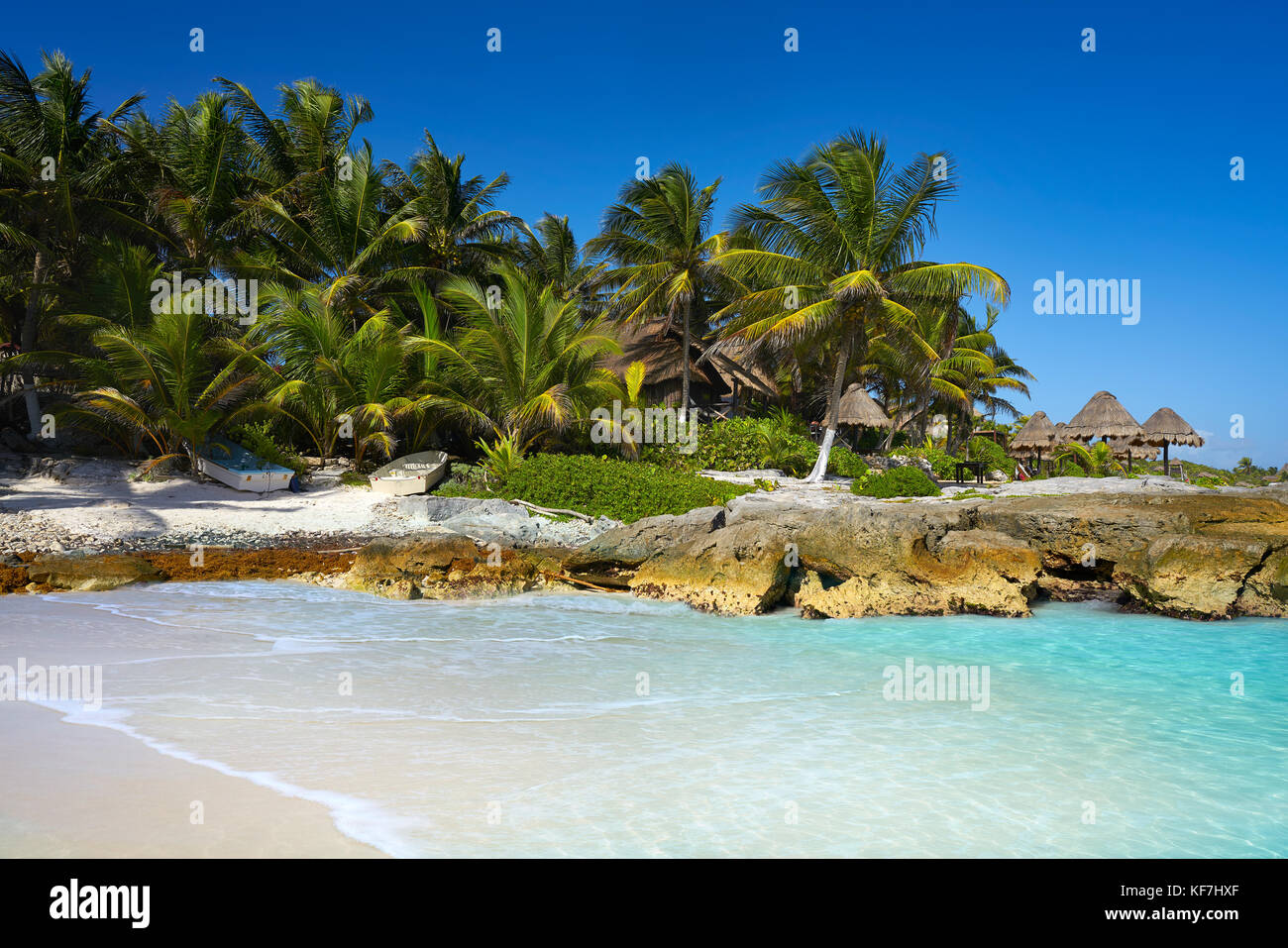 Tulum Caribbean turquoise beach in Riviera Maya of Mayan Mexico Stock ...