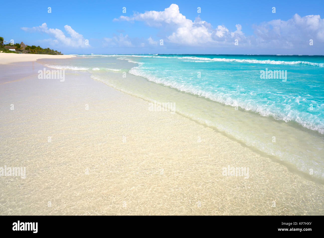 Tulum Caribbean turquoise beach in Riviera Maya of Mayan Mexico Stock ...