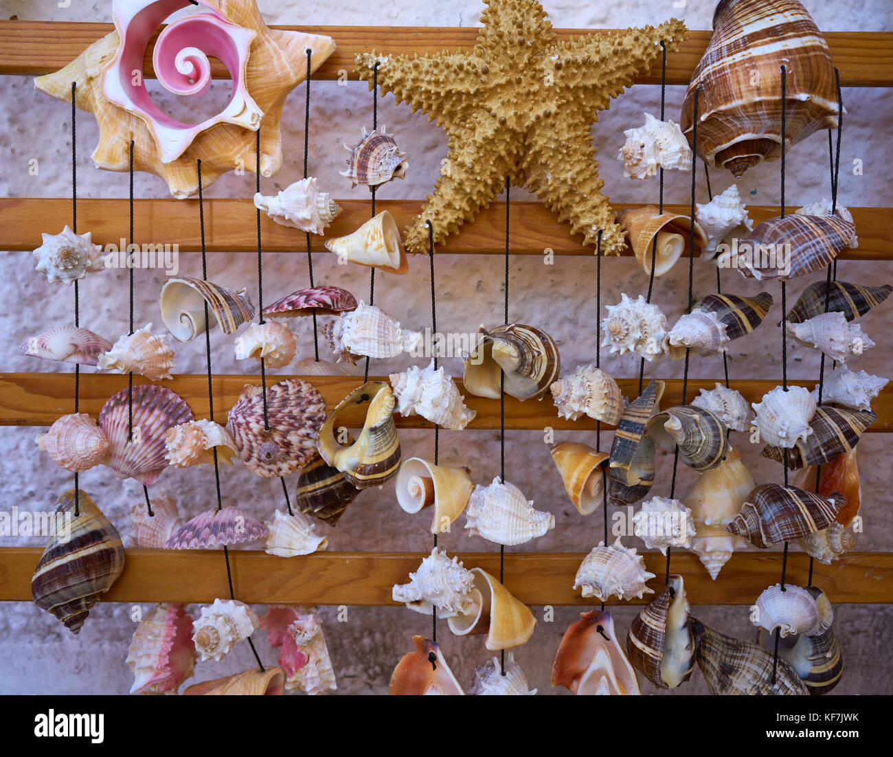 seashell mobile wind chime hanging handcraft souvenir from mexico Stock ...