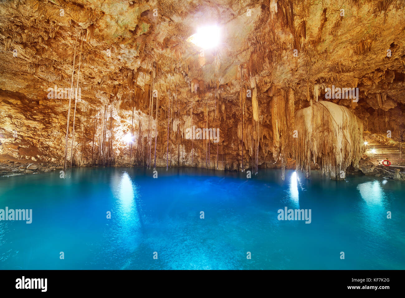 Cenote Xkeken sinkhole near Valladolid in Yucatan Mexico Stock Photo ...