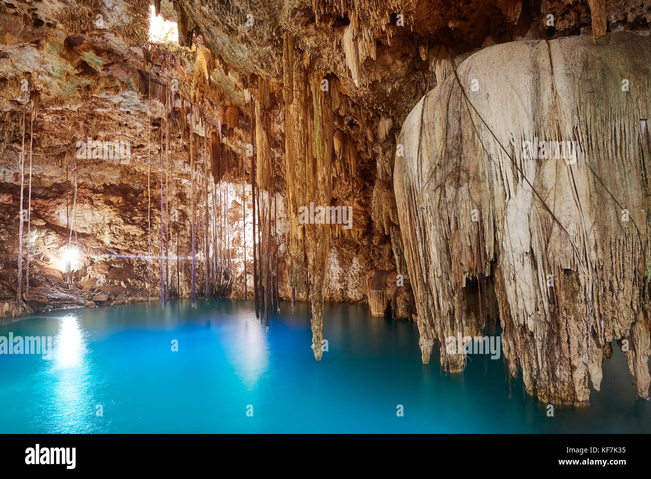 Cenote Xkeken sinkhole near Valladolid in Yucatan Mexico Stock Photo ...