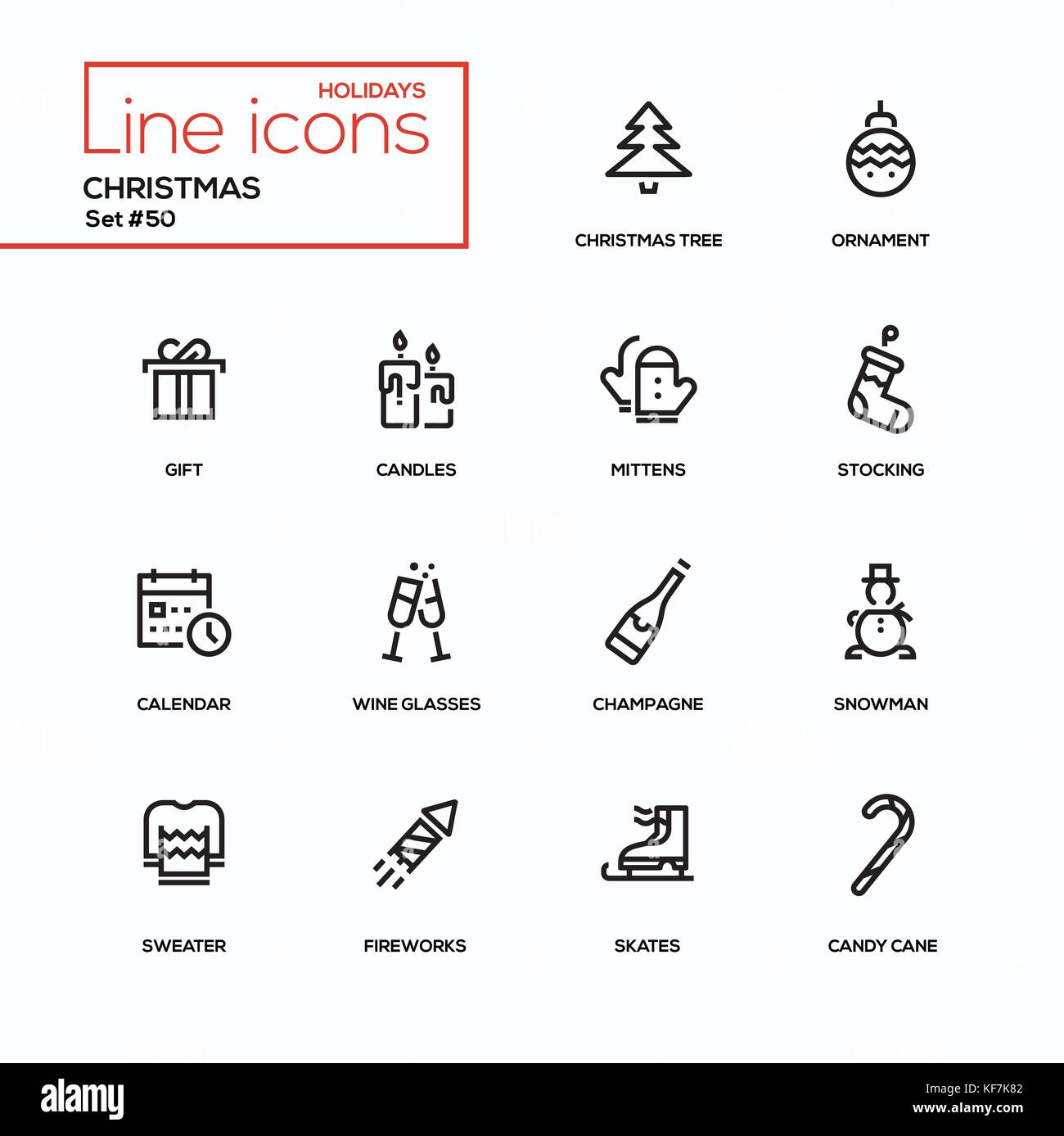 Holidays theme, Christmas - line design icons set Stock Vector Image ...