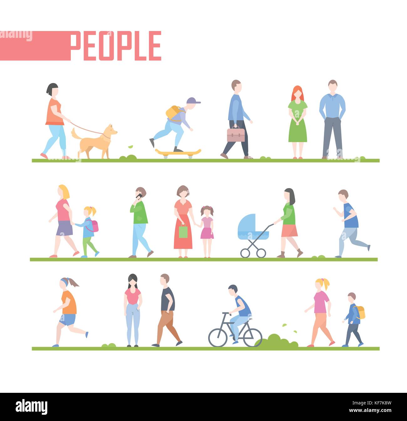 People - set of vector cartoon flat design style characters ...