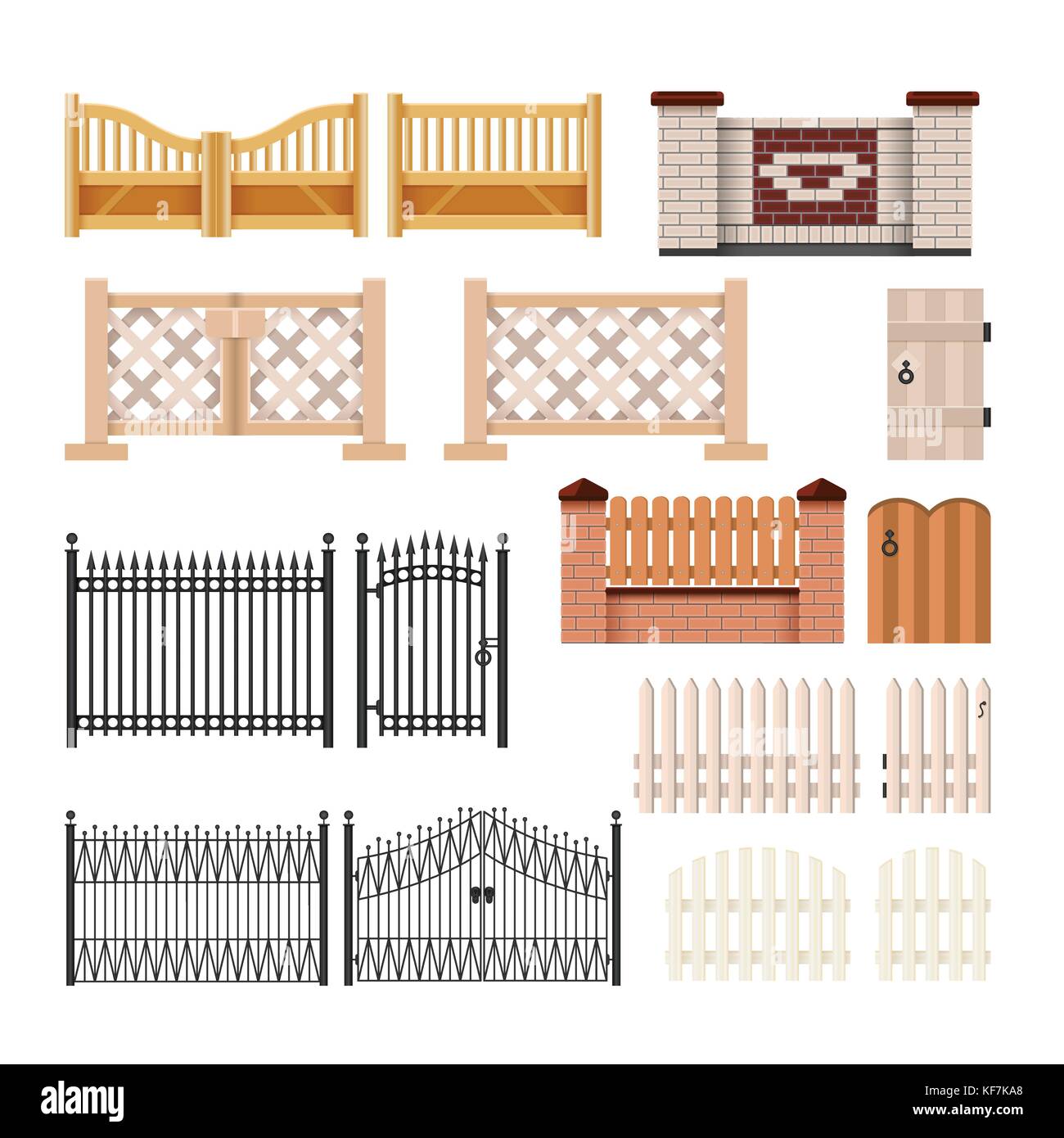 Set of fences - modern vector realistic isolated clip art Stock Vector ...