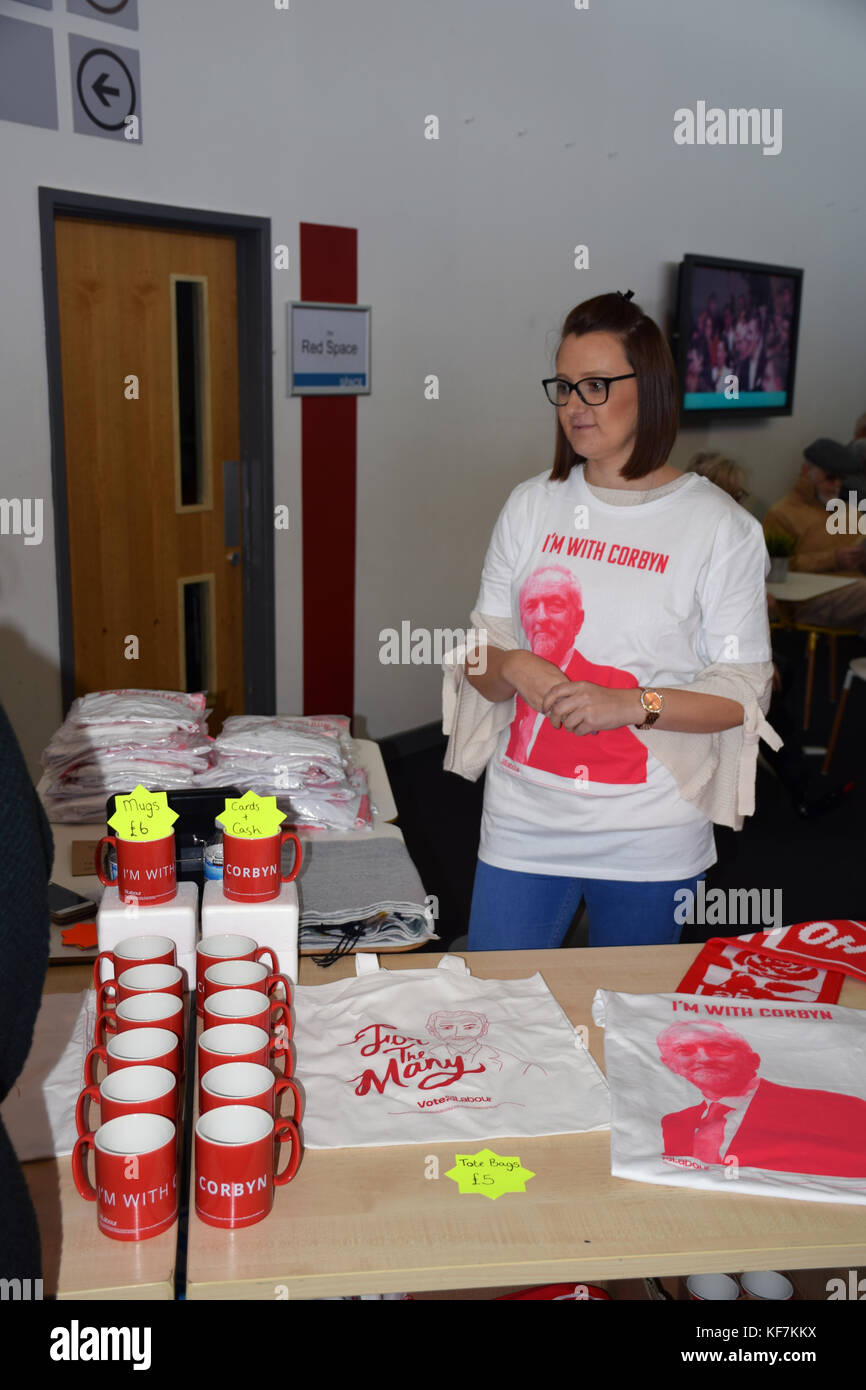 Merchandise stall at Labour Party event, Norwich October 2017 Stock ...