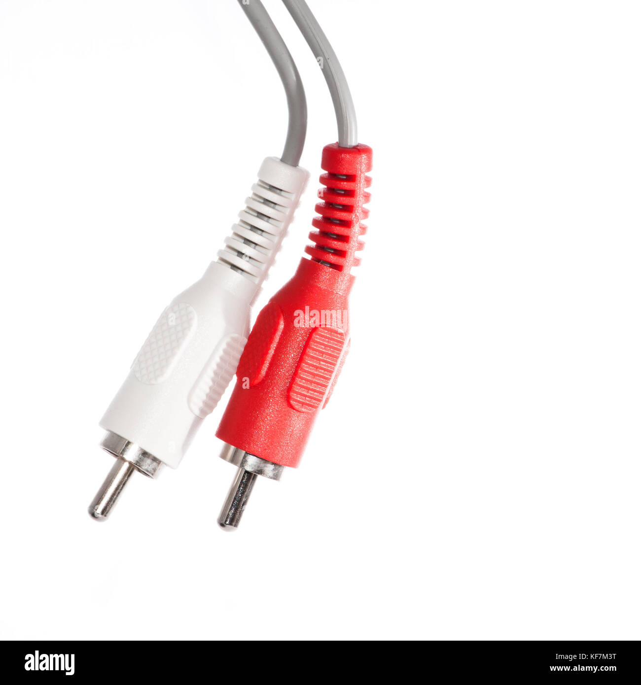 A red and white audio plug isolated against a white background Stock ...