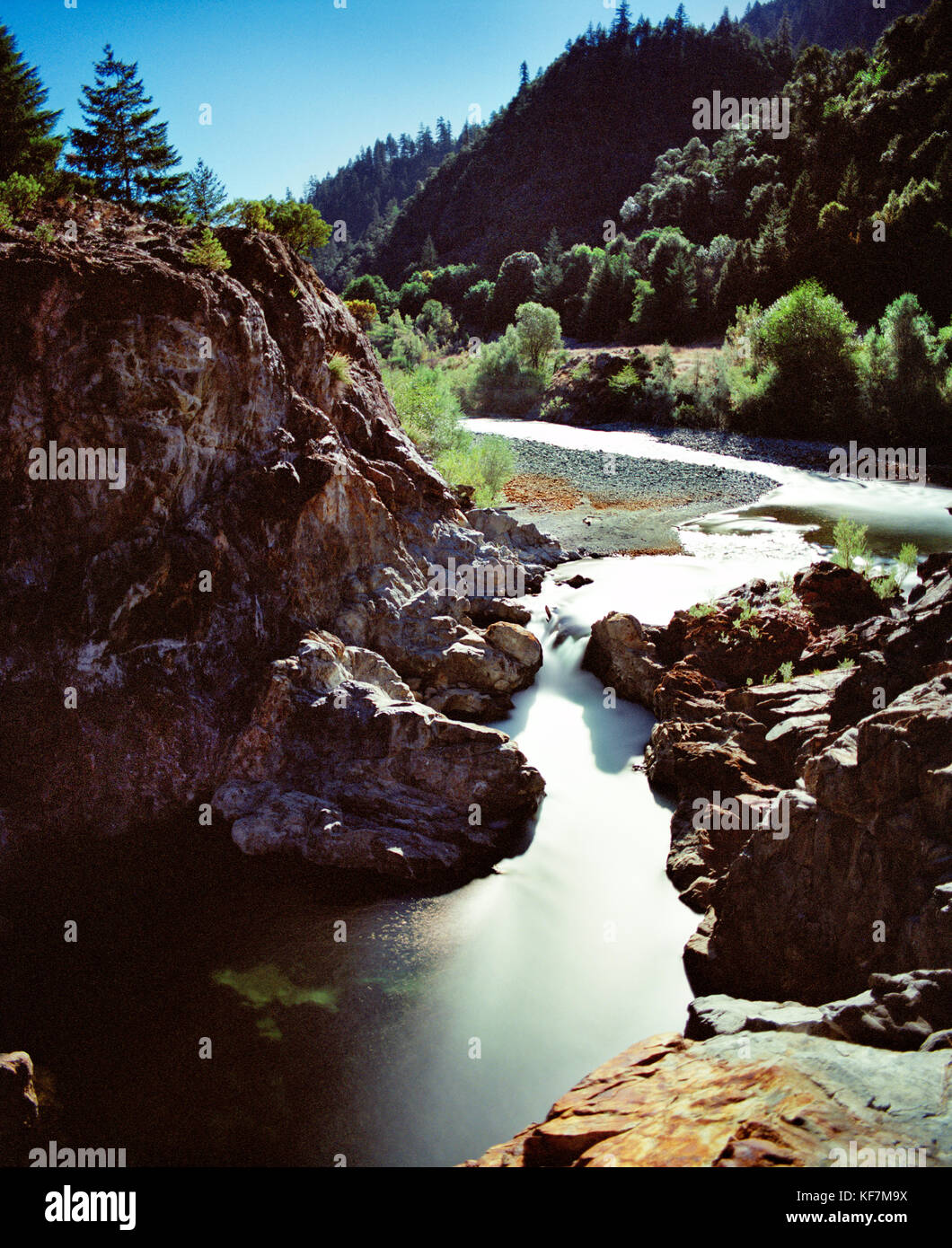 USA, California, Salmon River at night, Forks of Salmon, Otter Bar ...