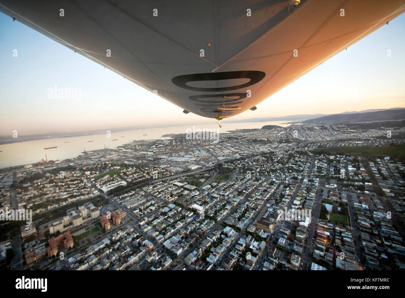 USA, California, San Francisco, flying over South San Francisco in the ...