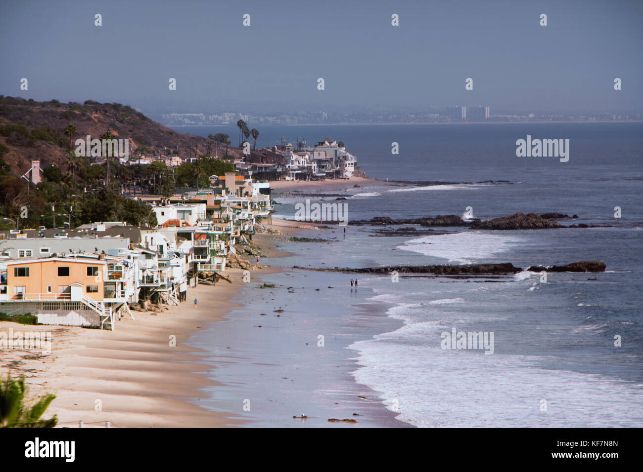 USA, California, Malibu, a view of the Malibu coast with Santa Monica ...