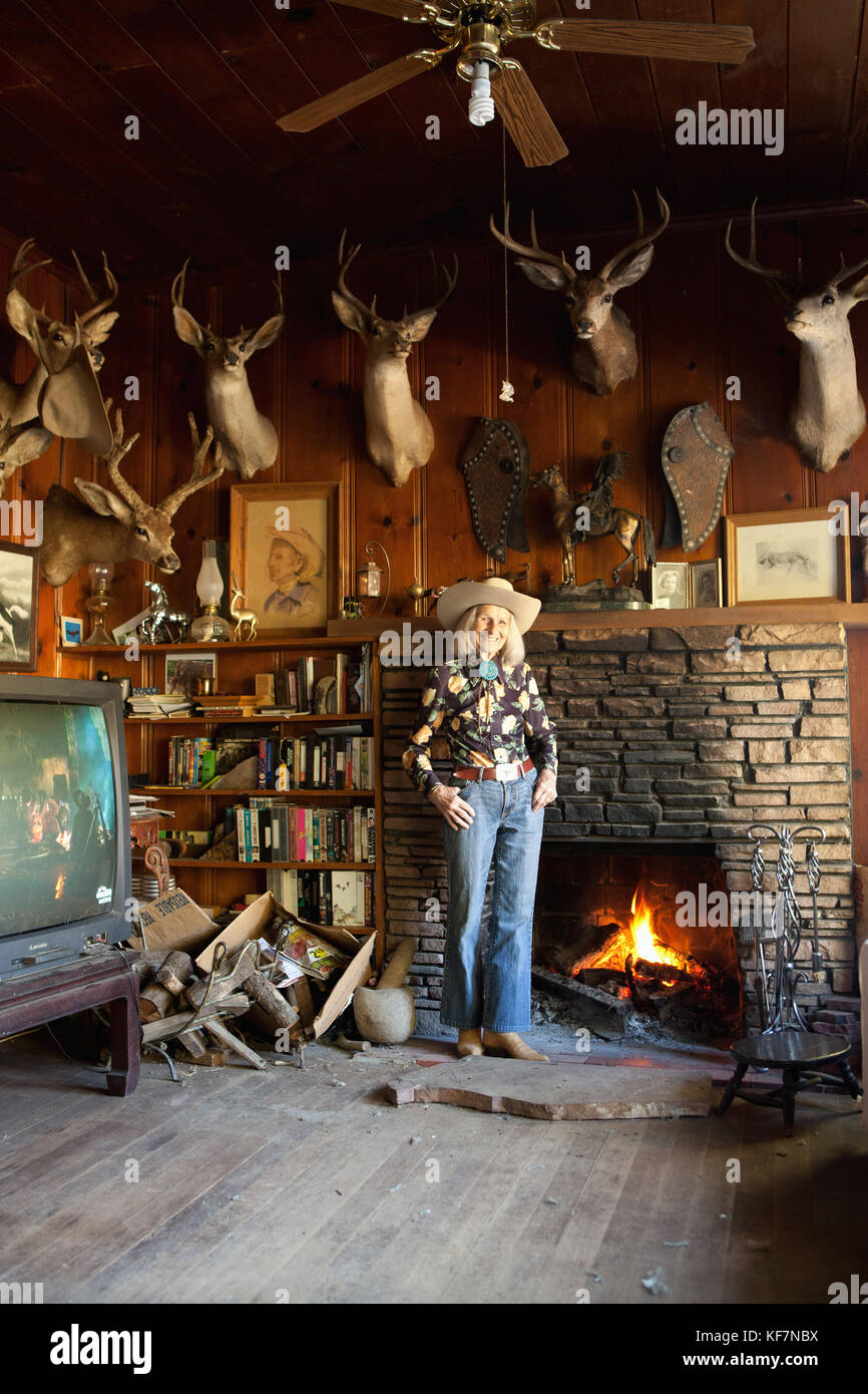 USA, California, Malibu, portrait of Mildred "Millie" Decker at her ...