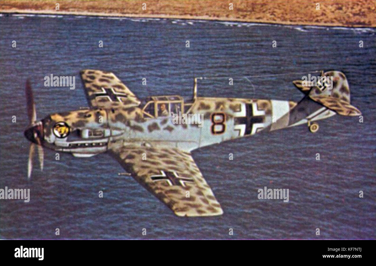 The Me 109E, a German World War II fighter aircraft, is depicted as ...