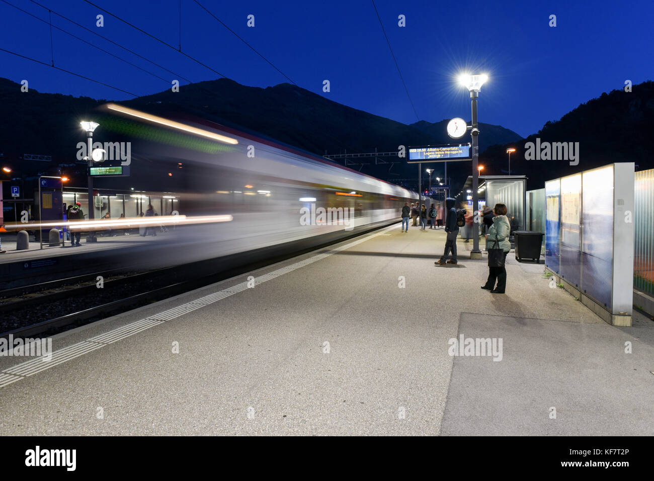 Lamone, Switzerland - 5 october 2017: Train station of Lamone with ...