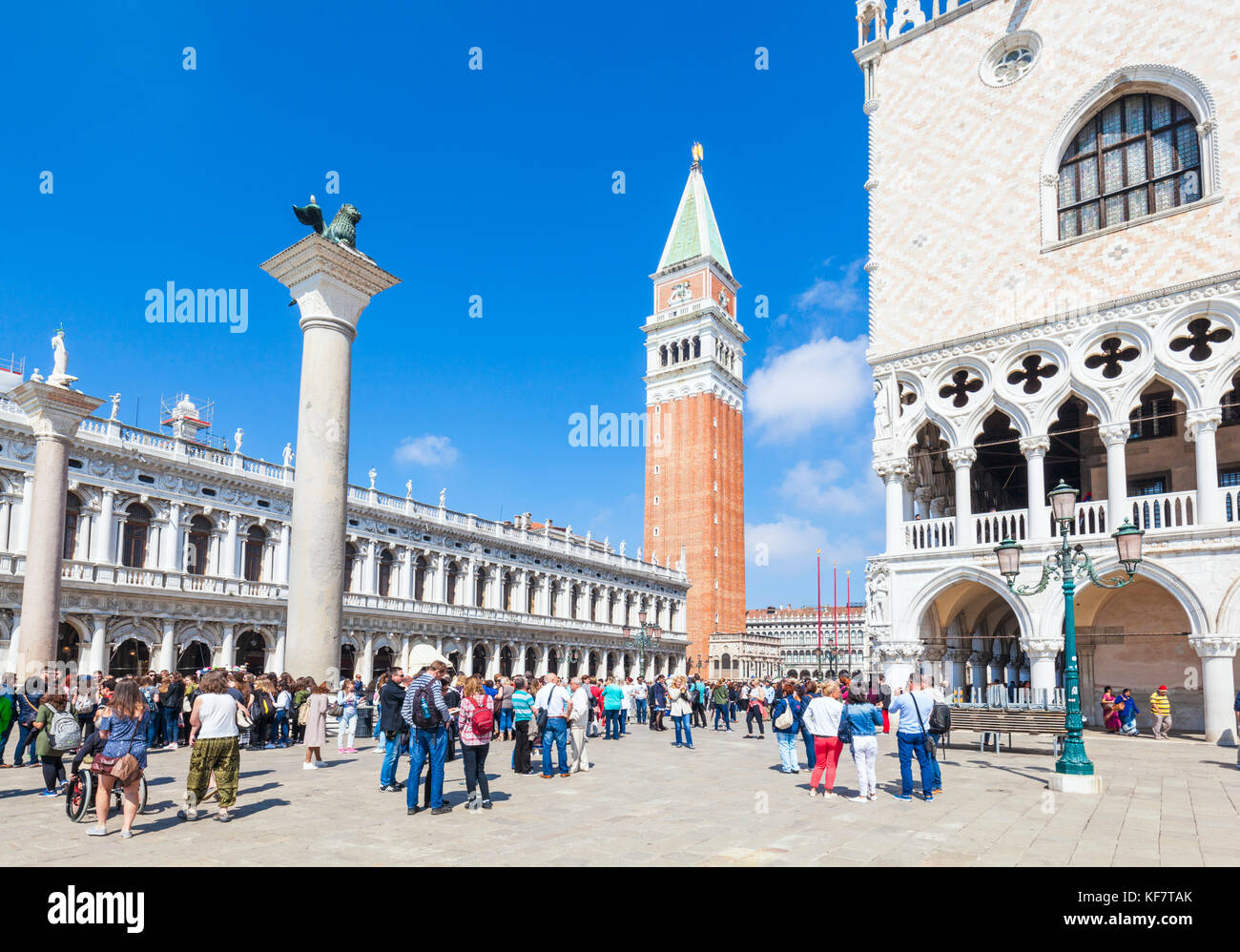 VENICE ITALY VENICE Busy crowds of tourists visiting Venice Riva degli ...