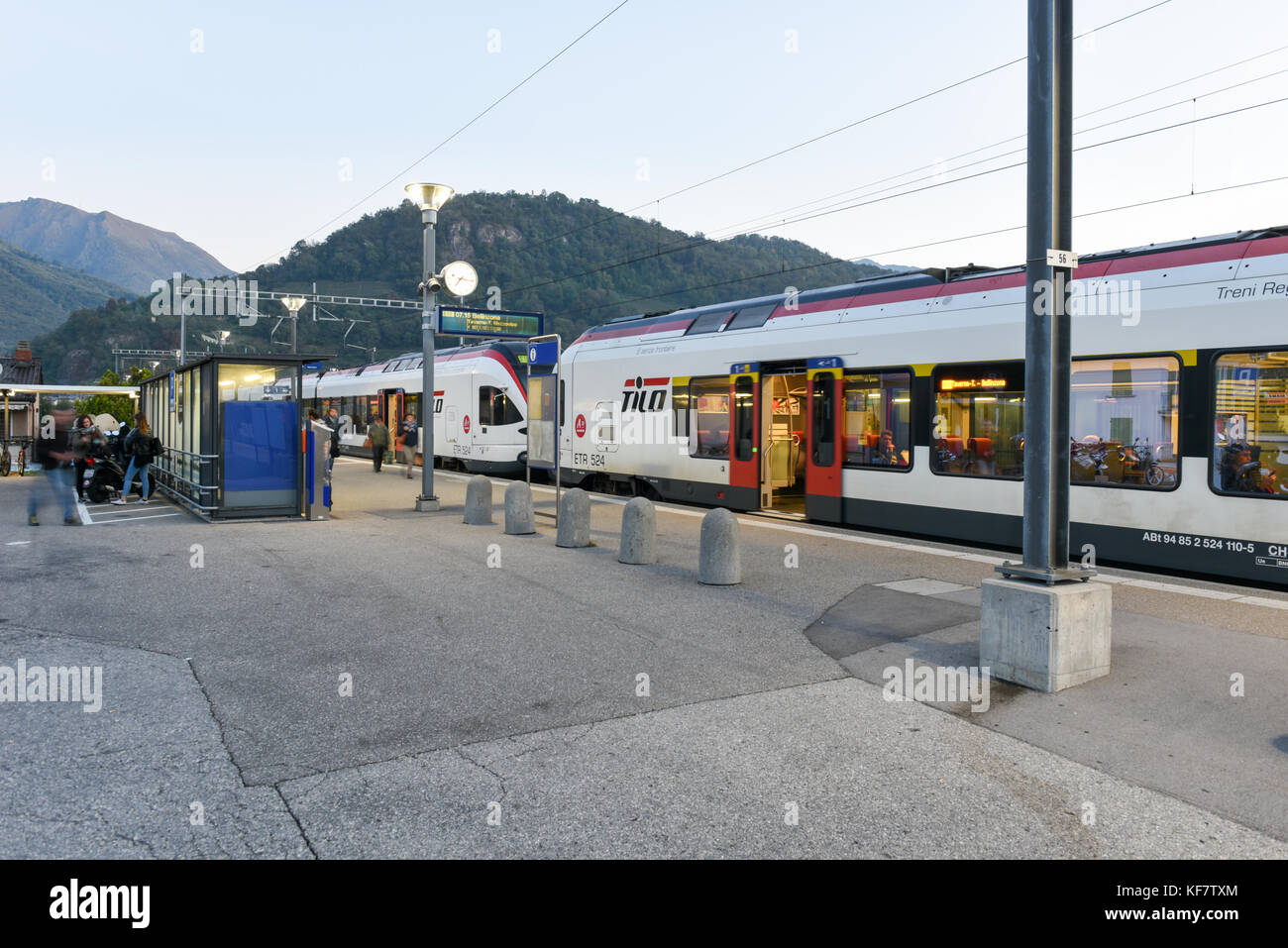 Lamone, Switzerland - 5 october 2017: Train station of Lamone with ...