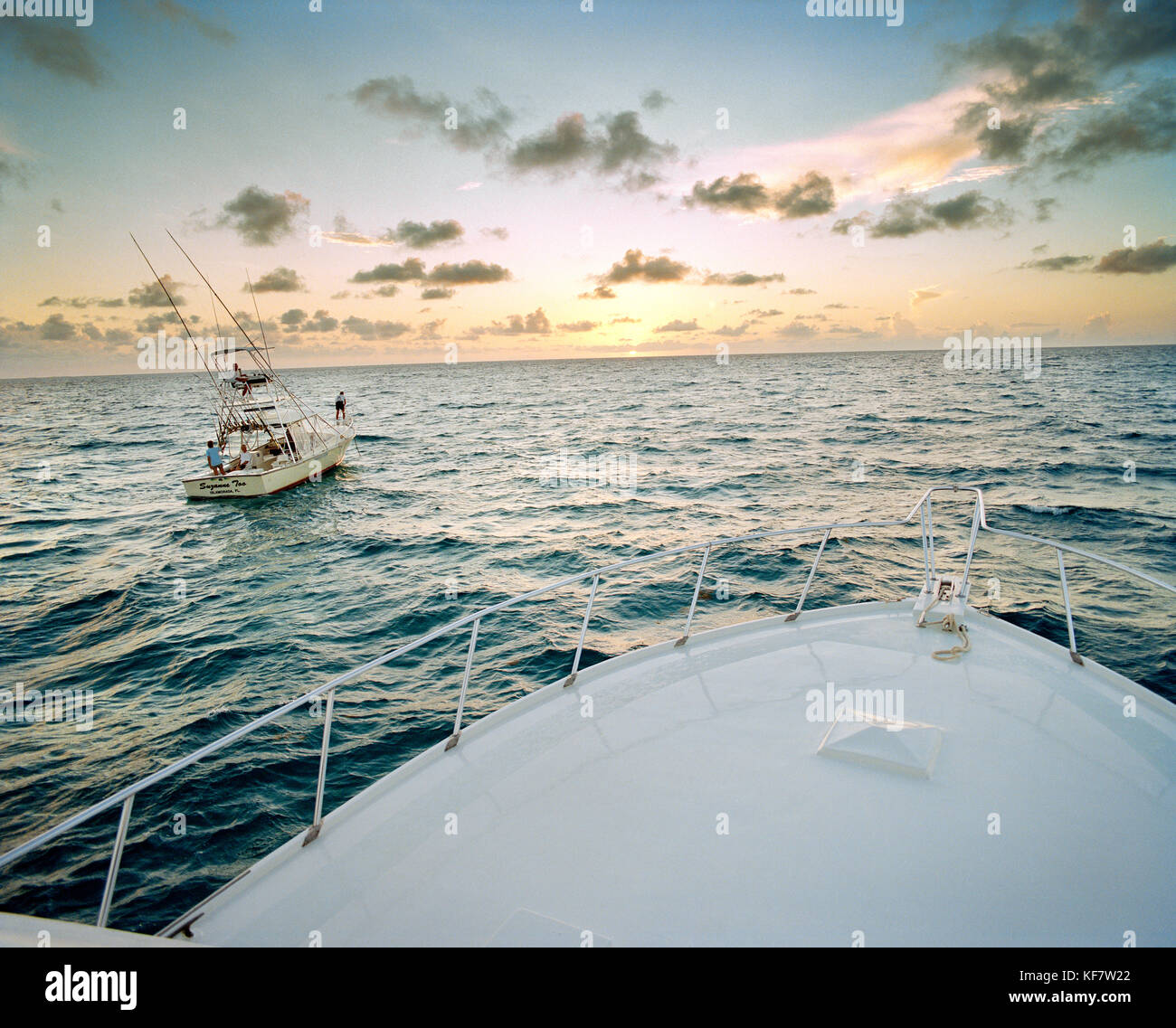 USA, Florida, fishing boats on sea at sunrise, Islamorada Stock Photo ...