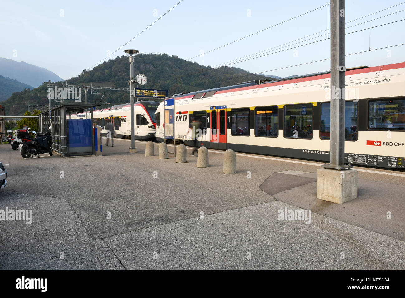 Lamone, Switzerland - 5 october 2017: Train station of Lamone with ...