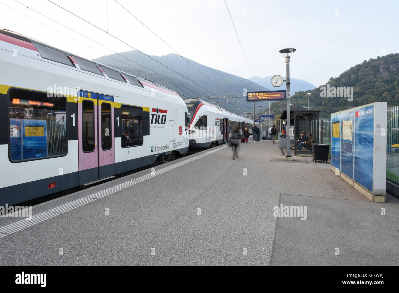 Lamone, Switzerland - 5 october 2017: Train station of Lamone with ...