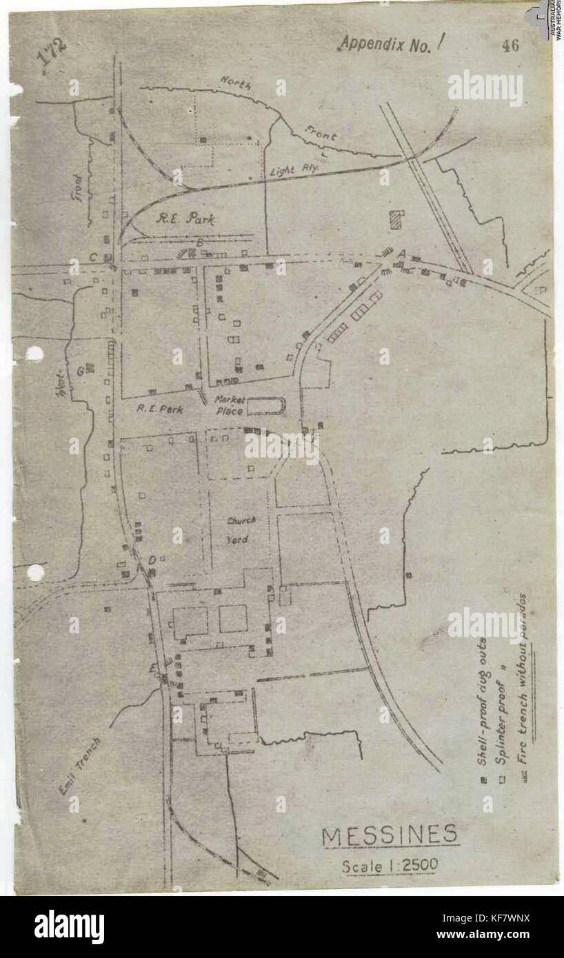 Battle of Messines Intelligence map of Messines village Stock Photo - Alamy