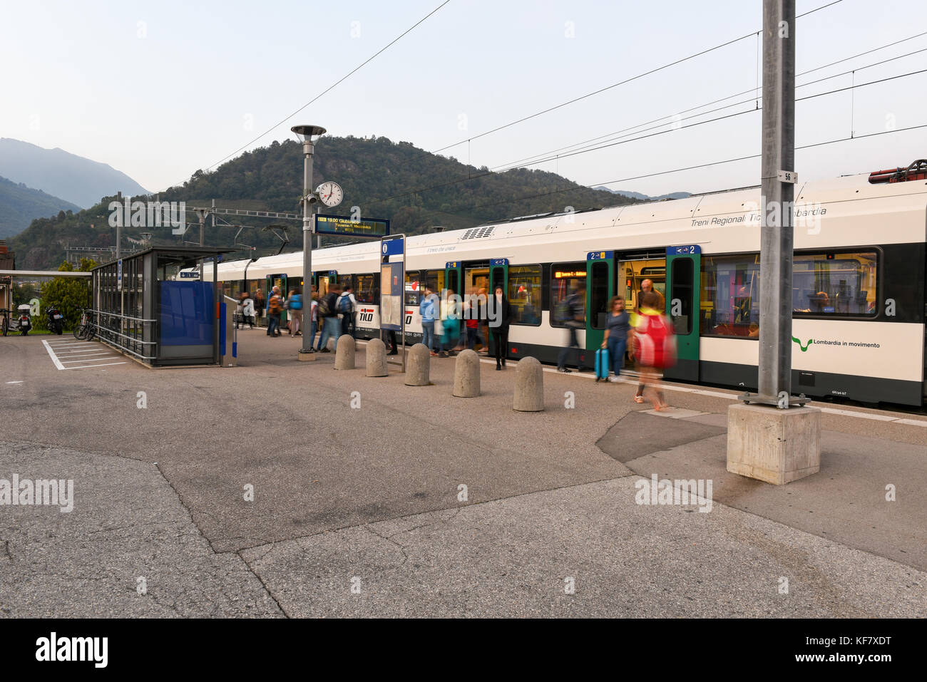 Lamone, Switzerland - 5 october 2017: Train station of Lamone with ...
