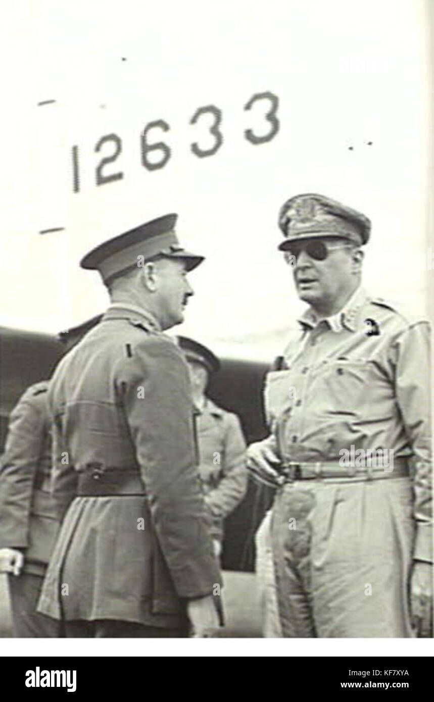 MacArthur meets Morshead at Mareeba July 1943 AWM 053278 Stock Photo ...