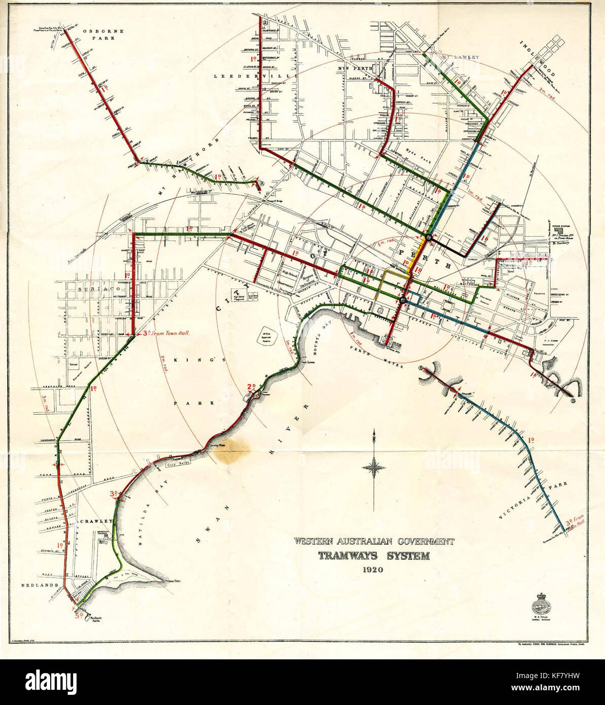 Perth tram map 1920 Stock Photo - Alamy