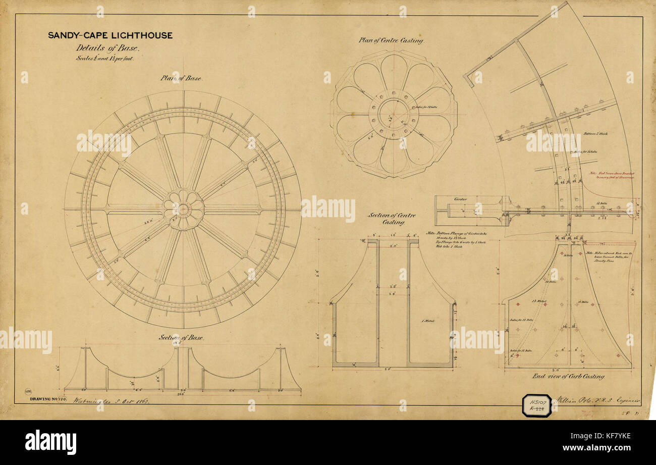 Sandy Cape Lighthouse Details of Base, 1865 Stock Photo - Alamy